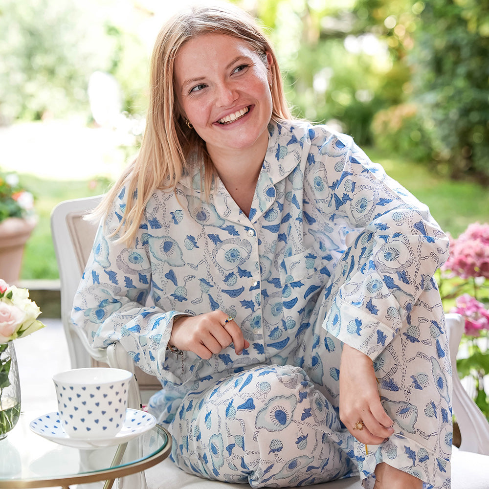 COTTON PYJAMAS - BLUE BUTTERCUP (were £60) – NAMOONA