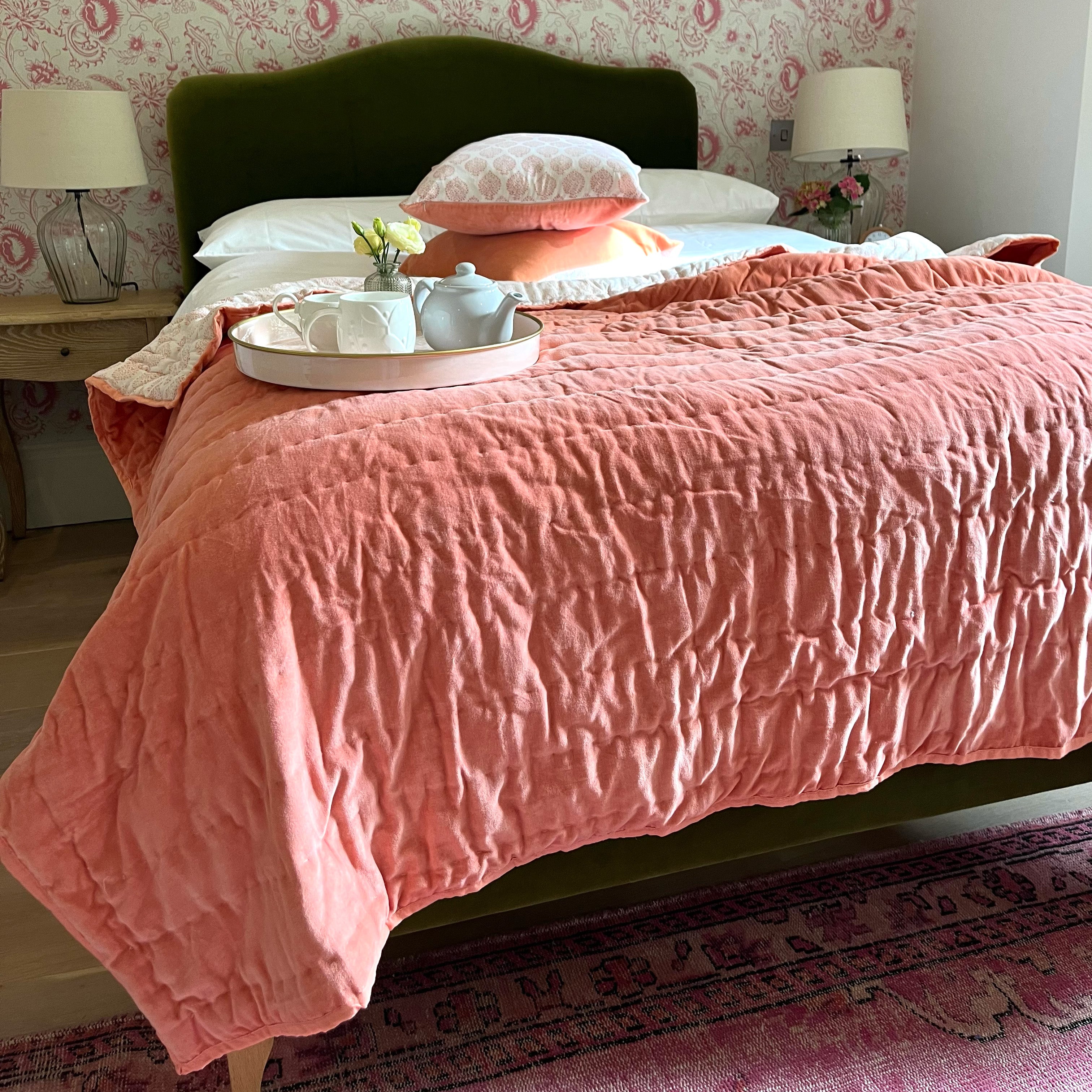 PURE VELVET QUILT - CORAL PINK – NAMOONA